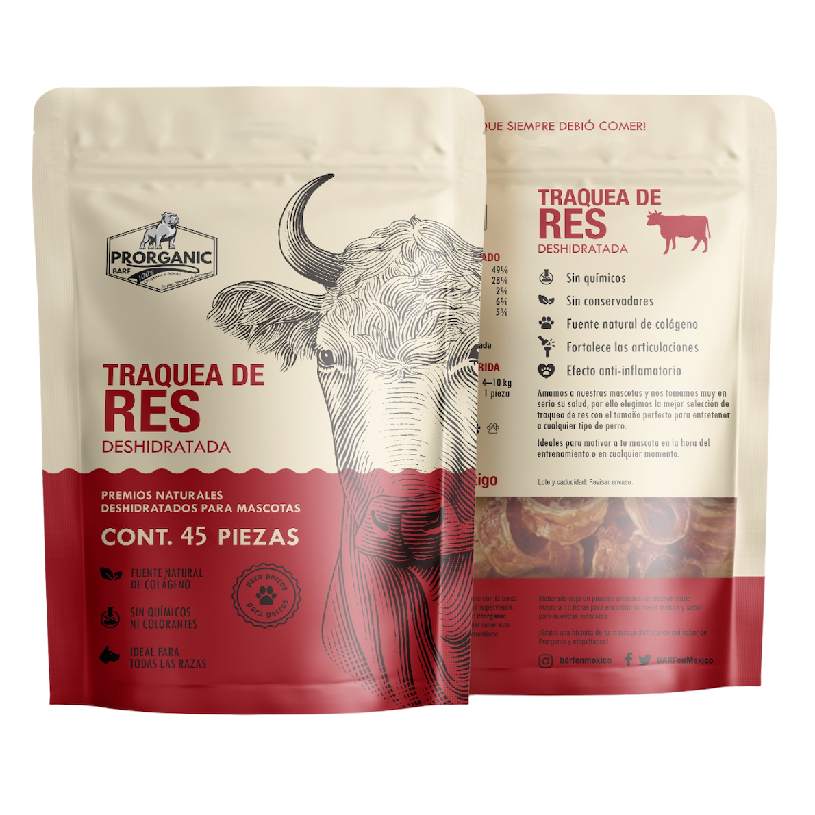 Tráquea de res deshidratada 45 pz