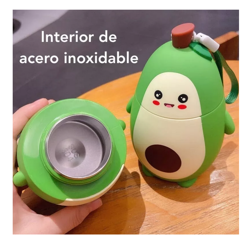 Termo Botella Aguacate Diseño B Interior Acero Inoxidable 248 ML