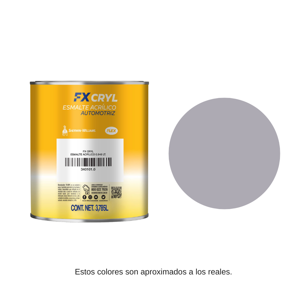 Esmalte Flex Cryl 4 Lt Color Aluminio Mediano Sherwin Williams 34045340