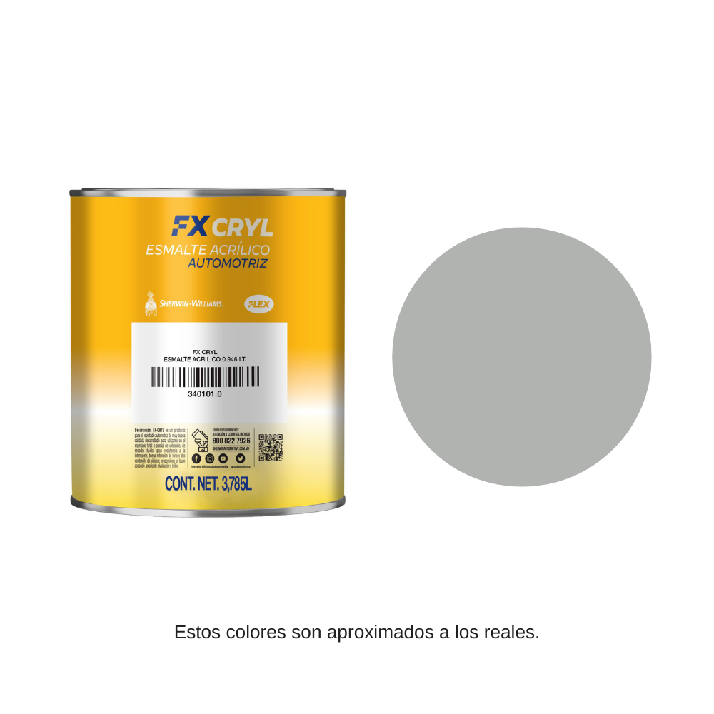 Esmalte Flex Cryl 4 Lt Color Aluminio Fino Sherwin Williams 34045140
