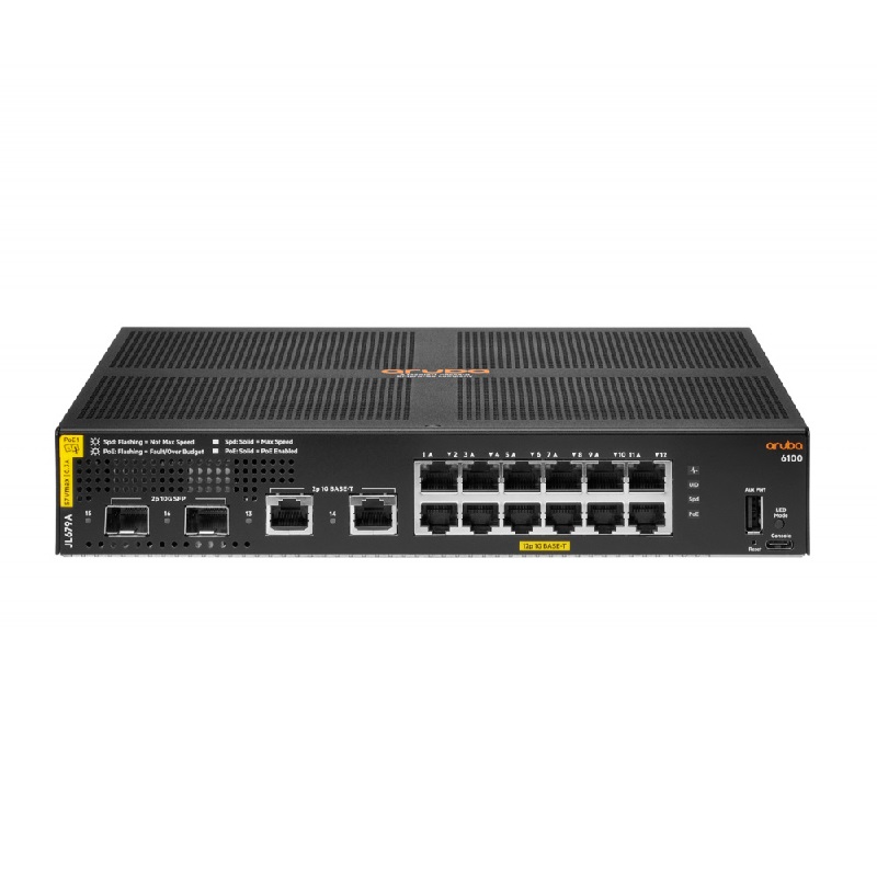 Switch HPE Aruba 6100 12 Puertos Gigabit 2 SFP JL679A