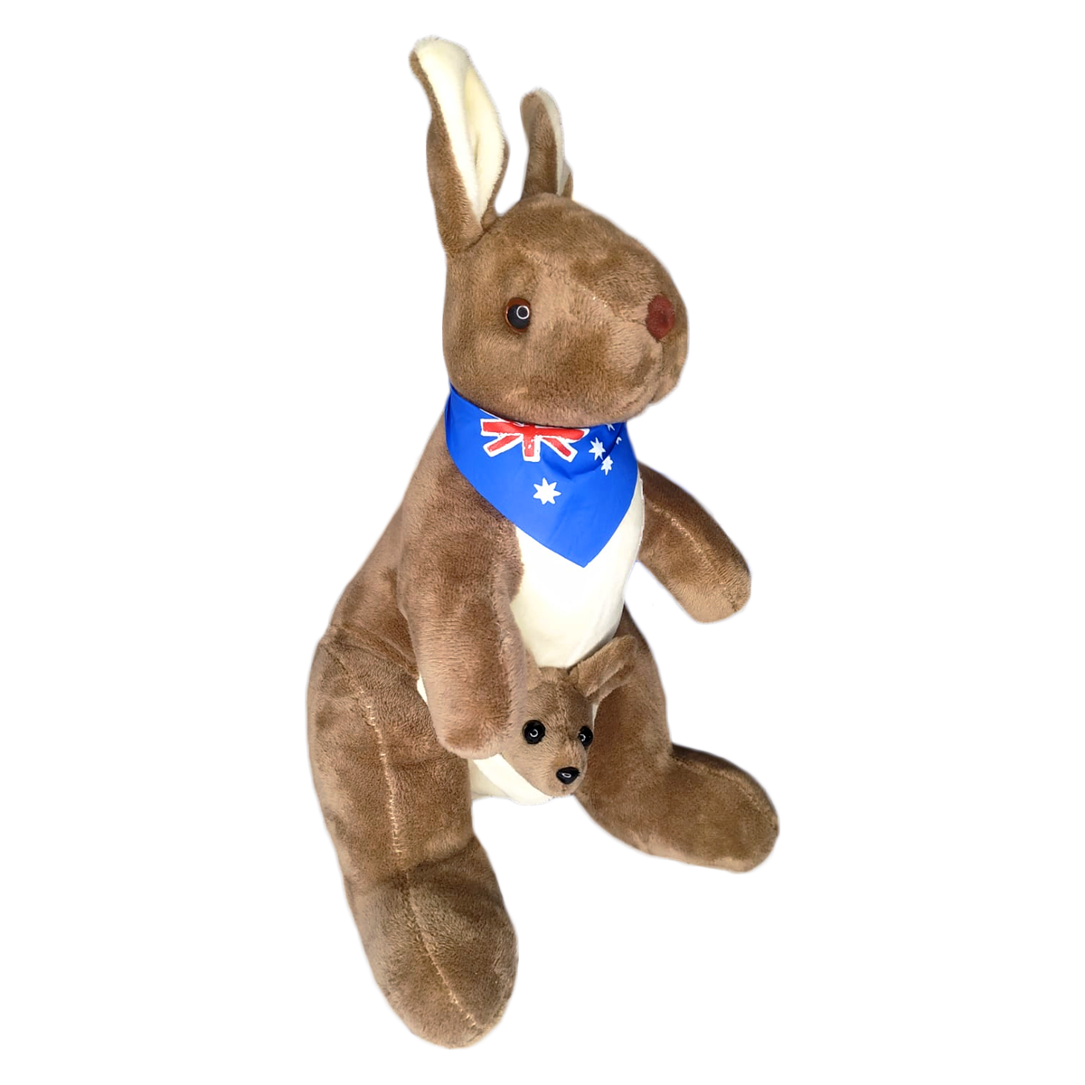 Peluche Canguro Café y su Bebé de Juguete