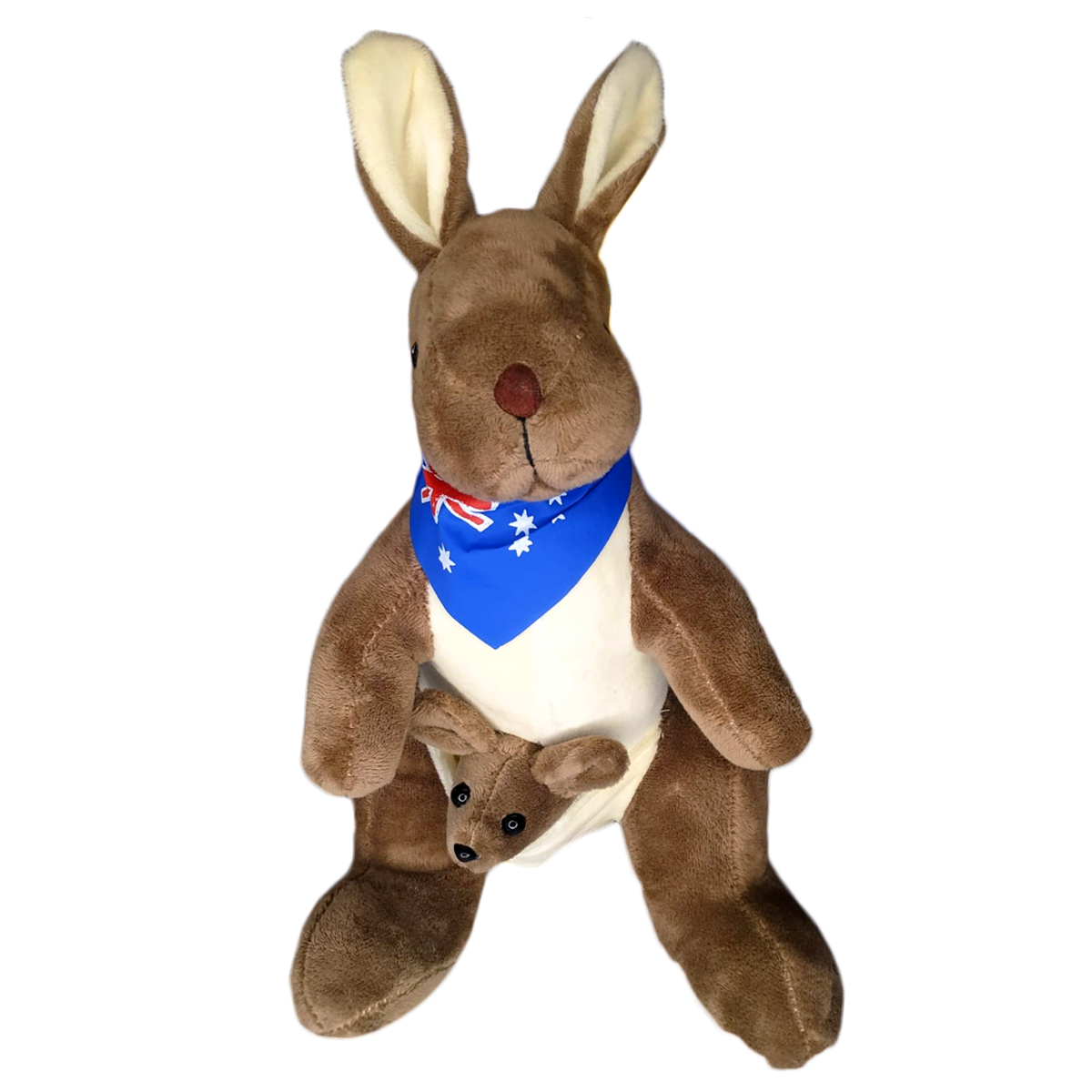 Peluche Canguro Café y su Bebé de Juguete