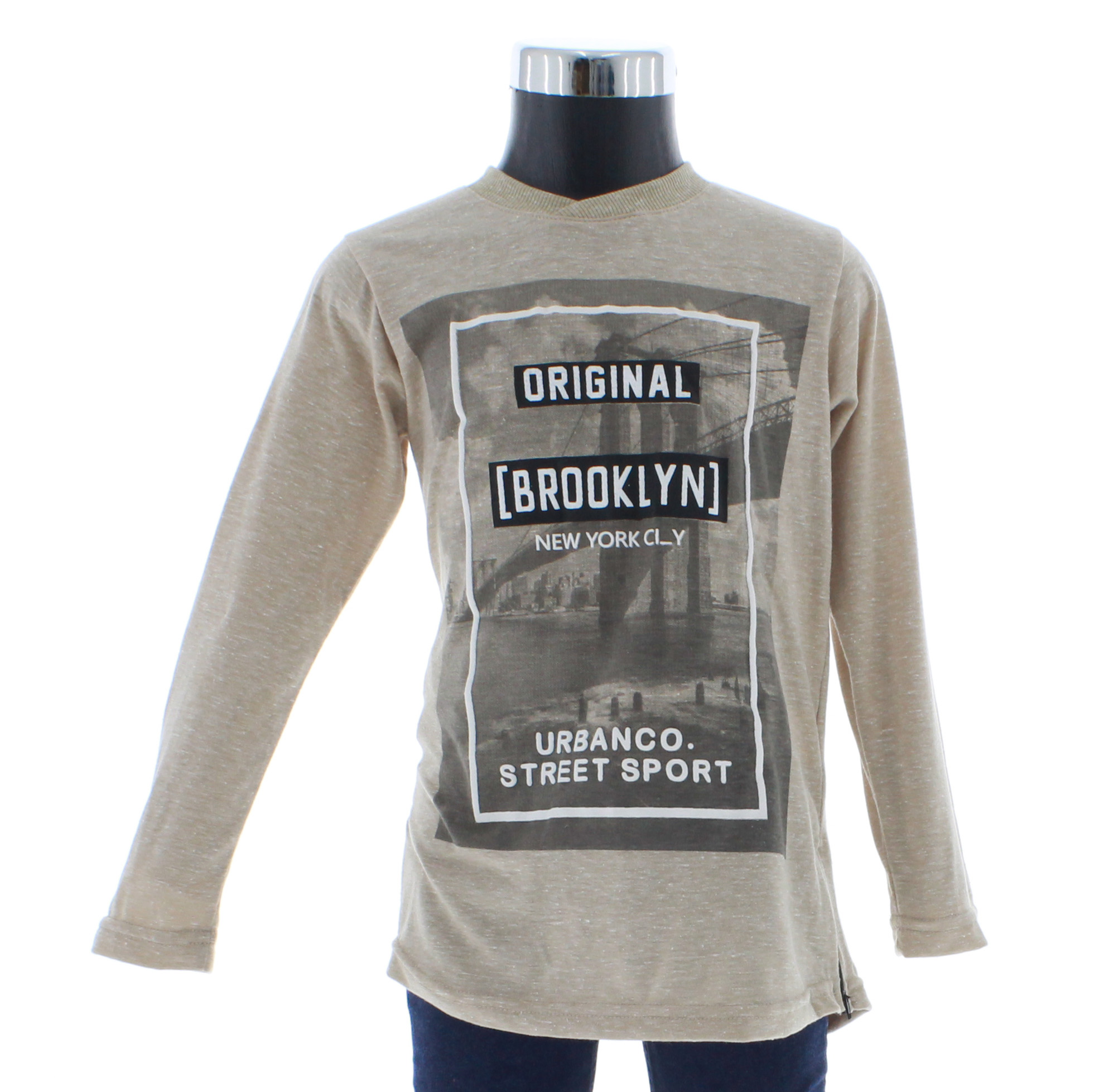 Playera Niño Beige Manga Larga 3283 2 a 18 Años