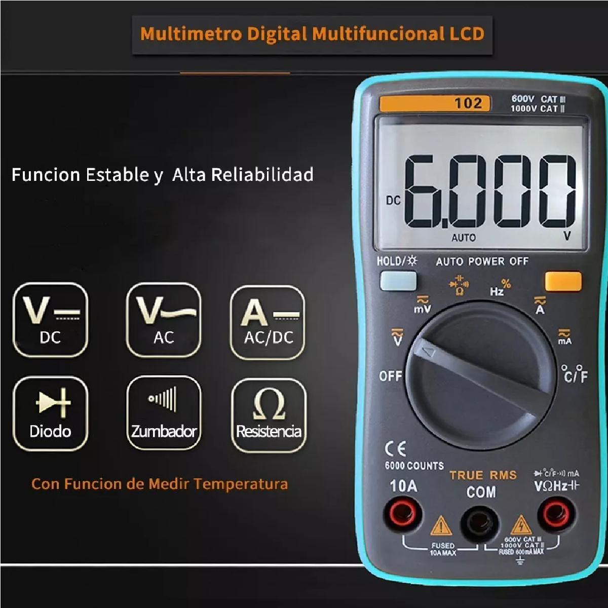 Multímetro Rm102 Digital Dmm Dc Ac