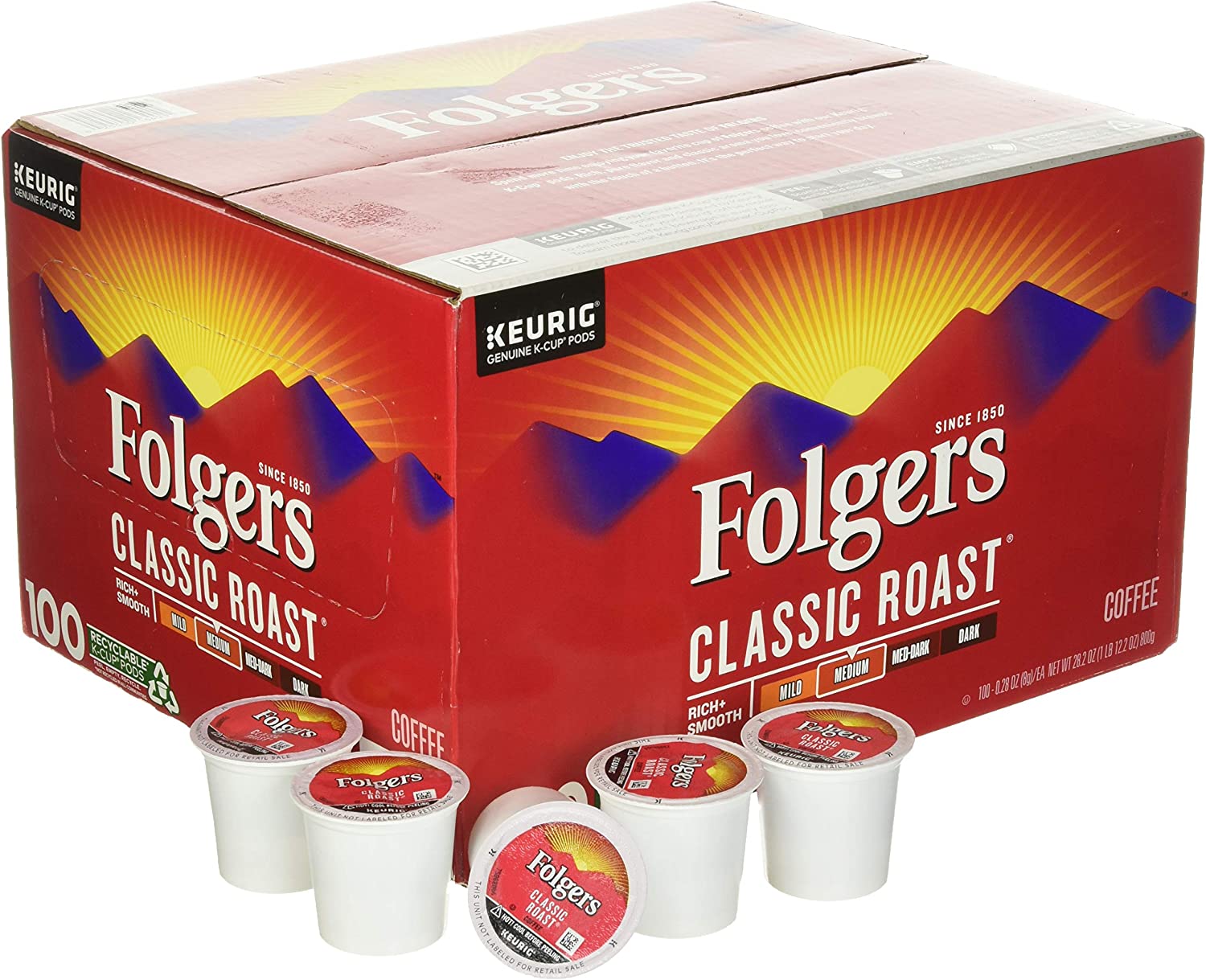 Keurig Cafe En Capsulas Keurig Folgers Classic Medium 100 K-cup Pod