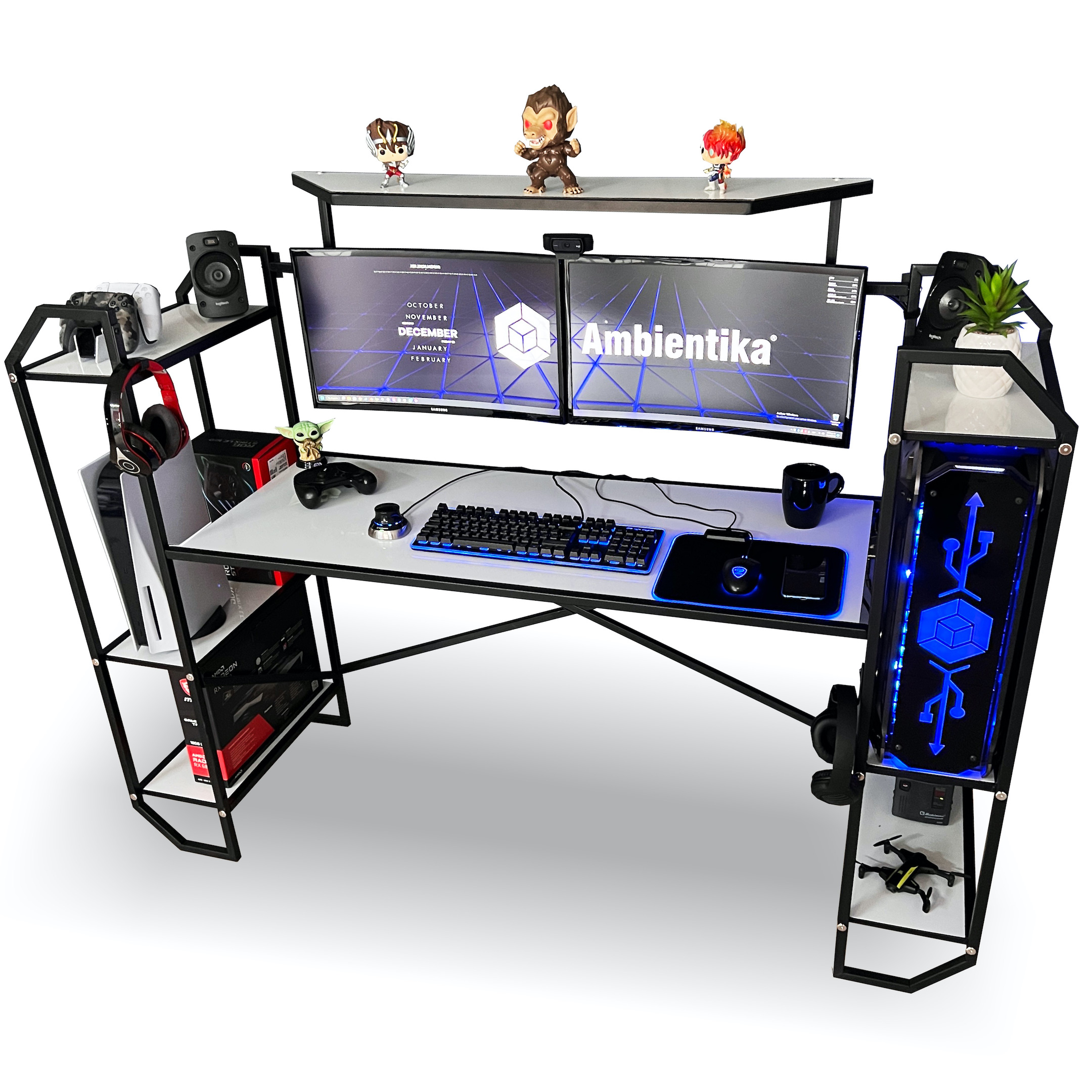 Desk-Top Modelo H Escritorio gamer marca Ambientika (White)