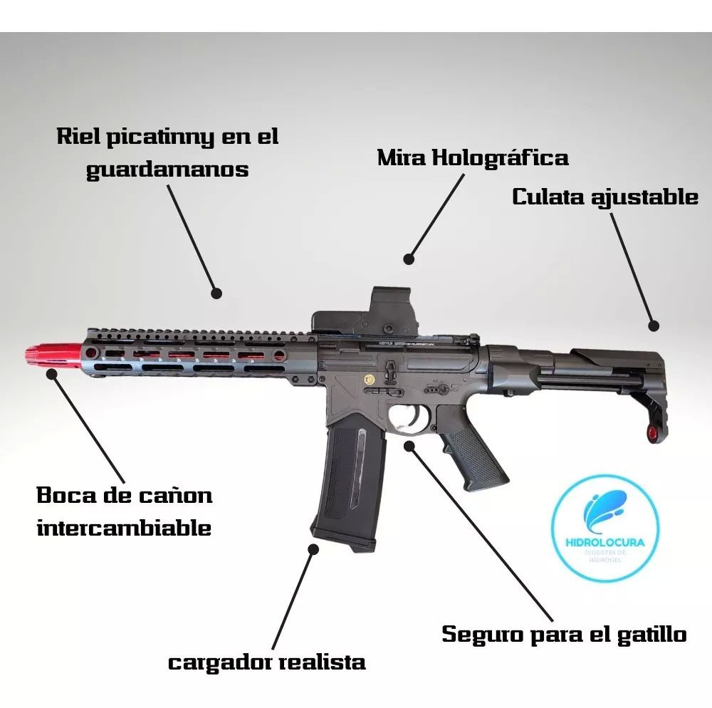 Pistola Rifle De Hidrogel Automático Recargable M316