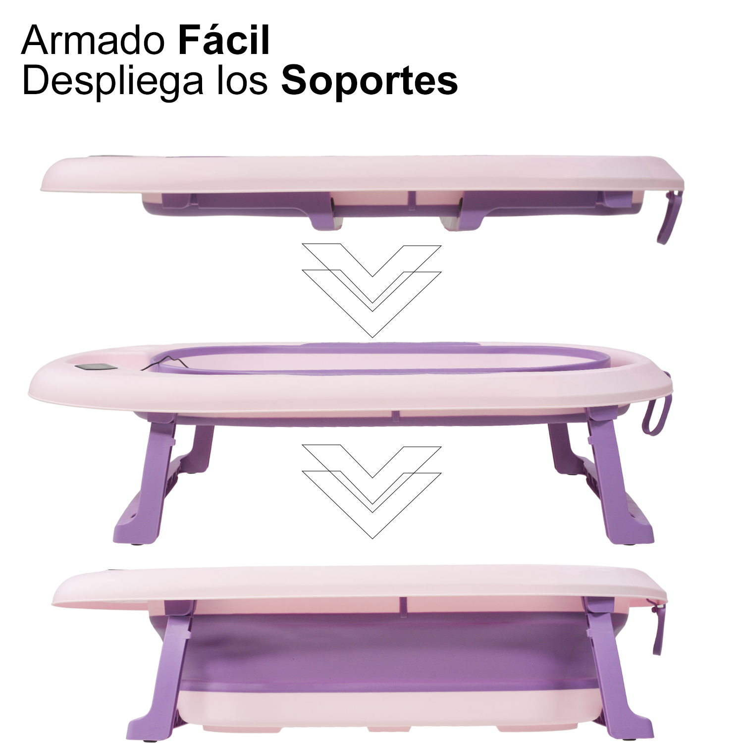 Tina Bañera Bebe Antiderrapante Portatil Regadera Plegable Morada