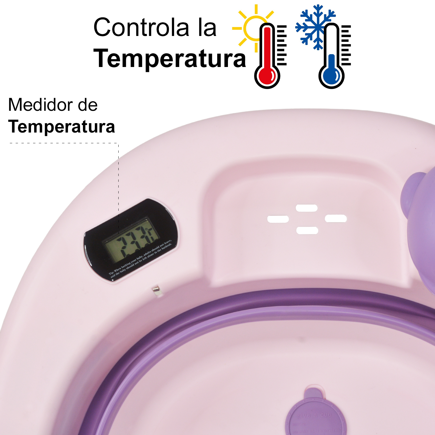 Tina Bañera Bebe Antiderrapante Portatil Regadera Plegable Morada