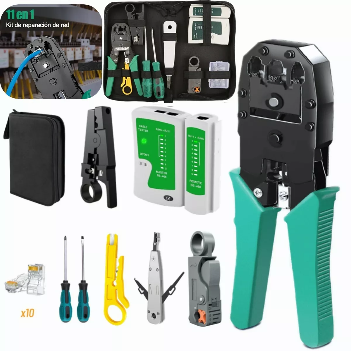 Kit De Herramientas Cableado Redes Basico Para Rj11 Rj45