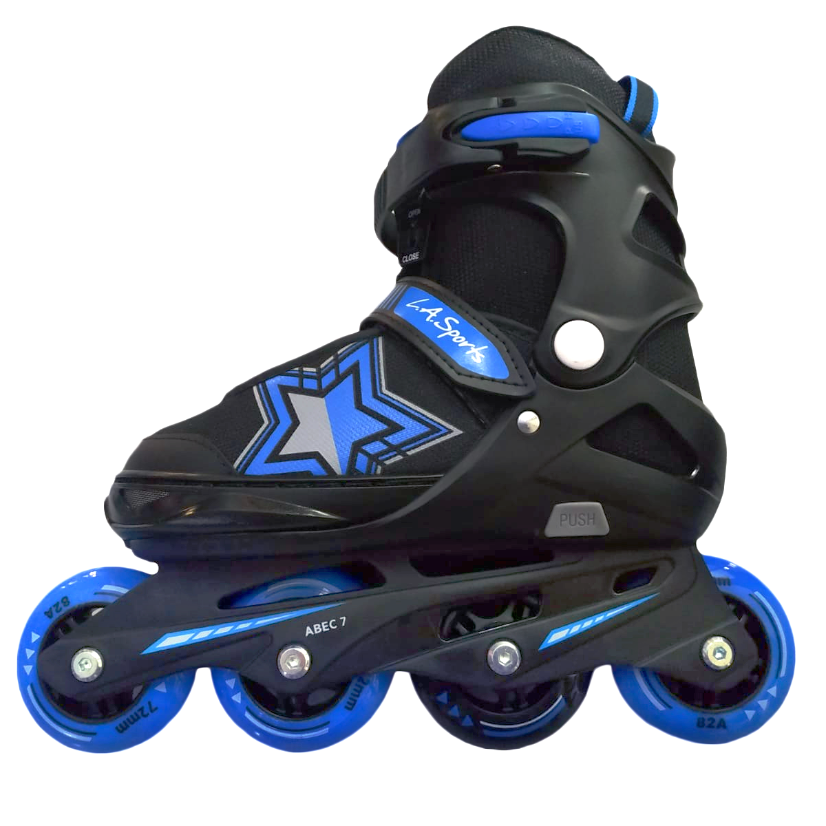 Patines Azul Con Bota Ajustable Recreativos Infantiles Resistente