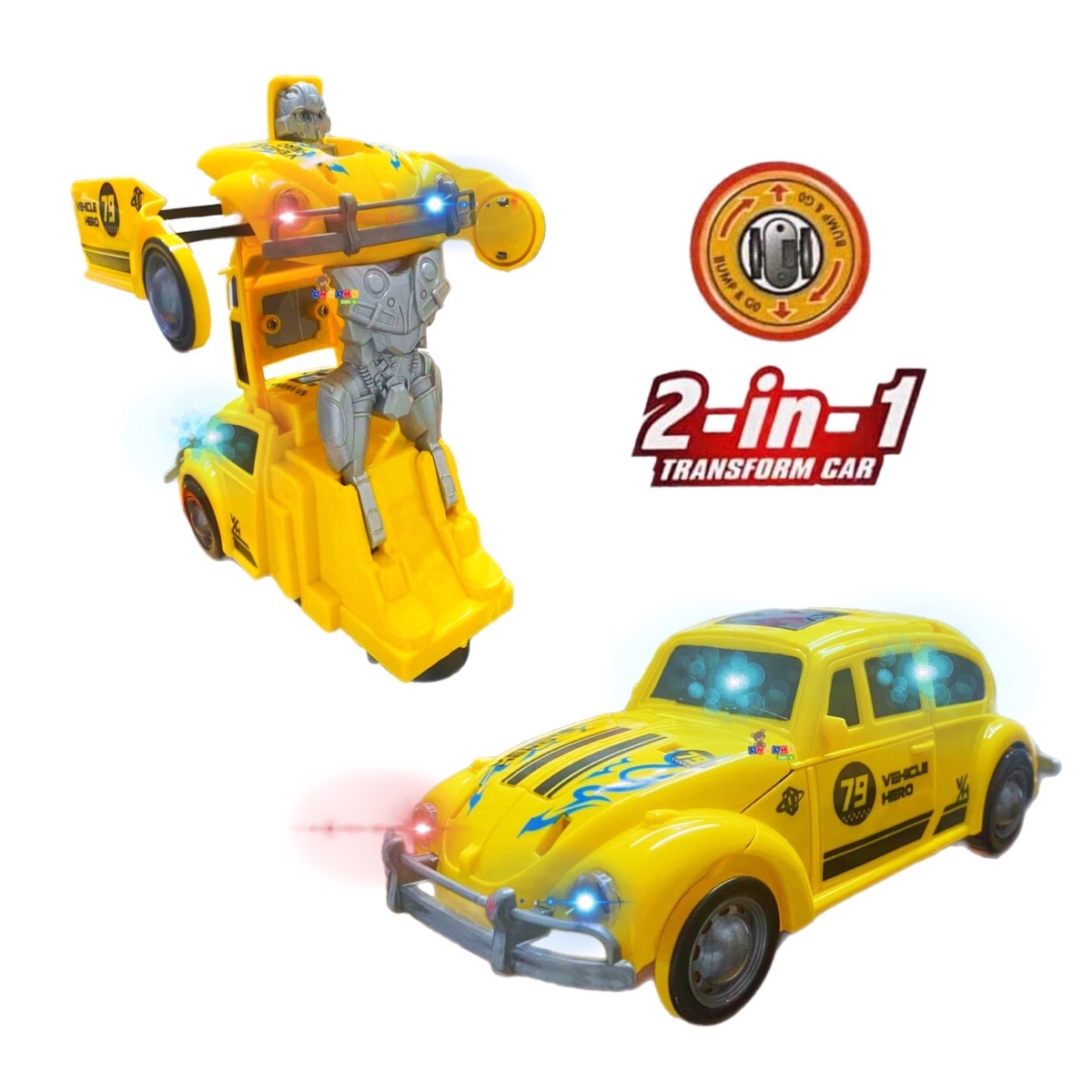 Transformer Robot Bocho Beatle Musical Luz Movimiento