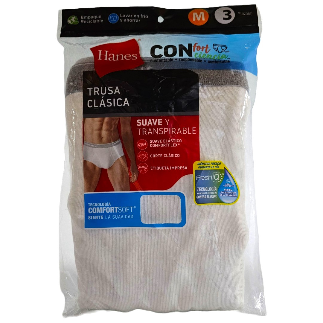 Hanes Trusa Caballero Blanca 3pack Mod 2249