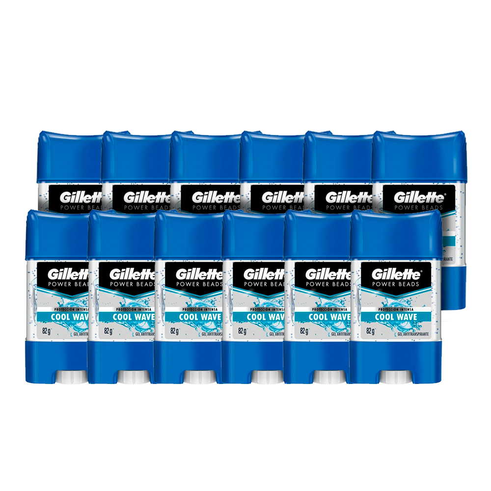 Pack de 12 Gillette Specialized Cool Wave Gel Antitranspirante 82 g, c/u