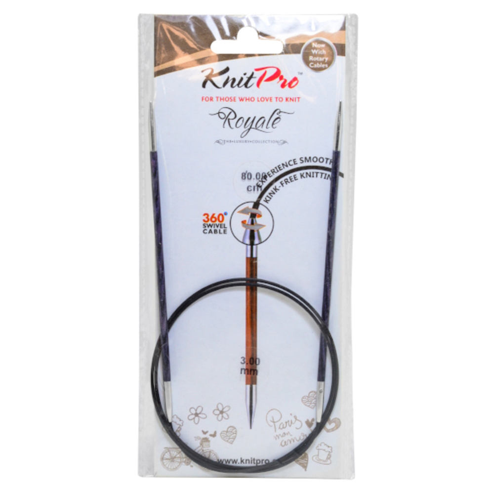 Aguja Tejer Circular Royale 80cm Cable Giratorio 3mm Knitpro