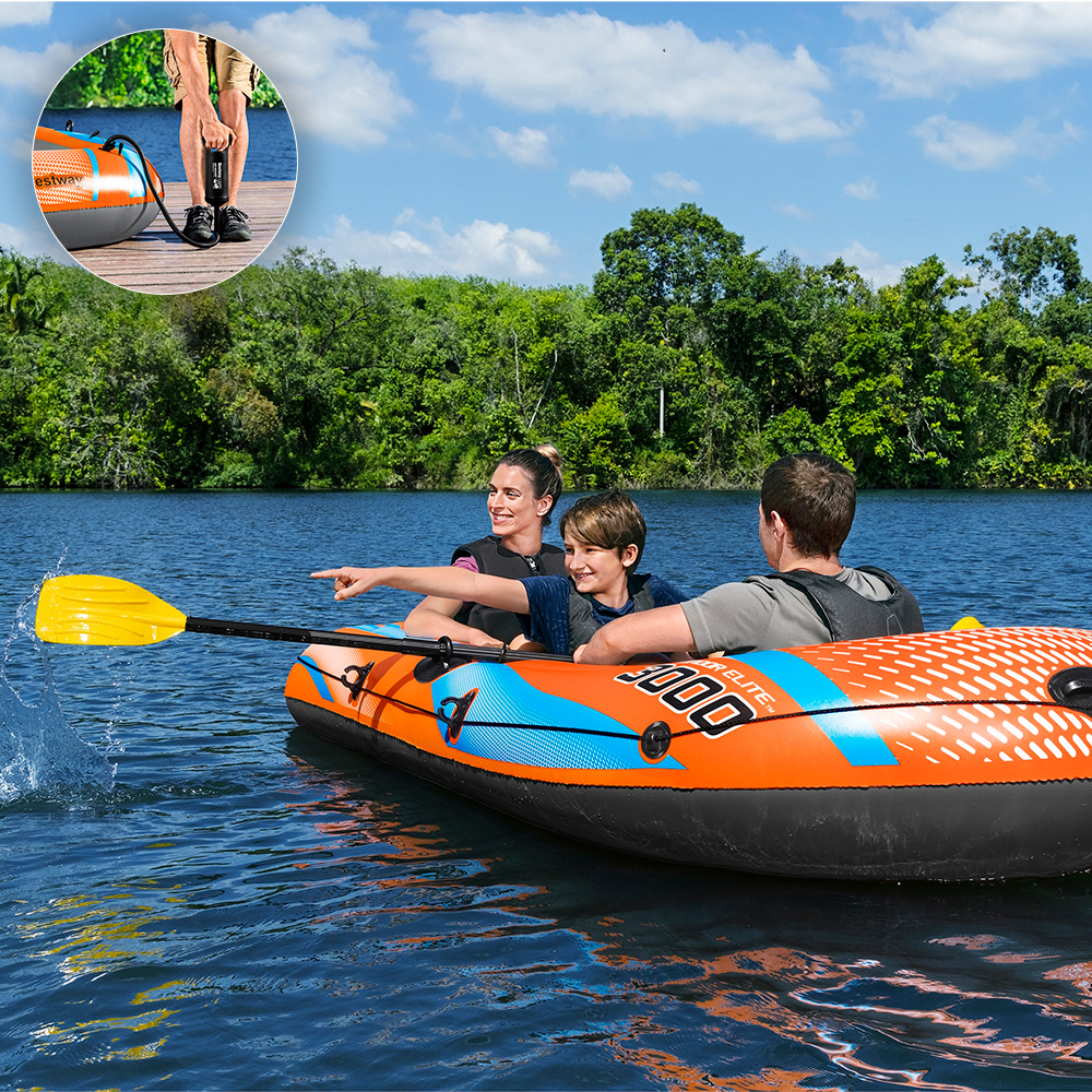 Bote Inflable Lancha Balsa Kondor Elite 3 Personas Con Remos