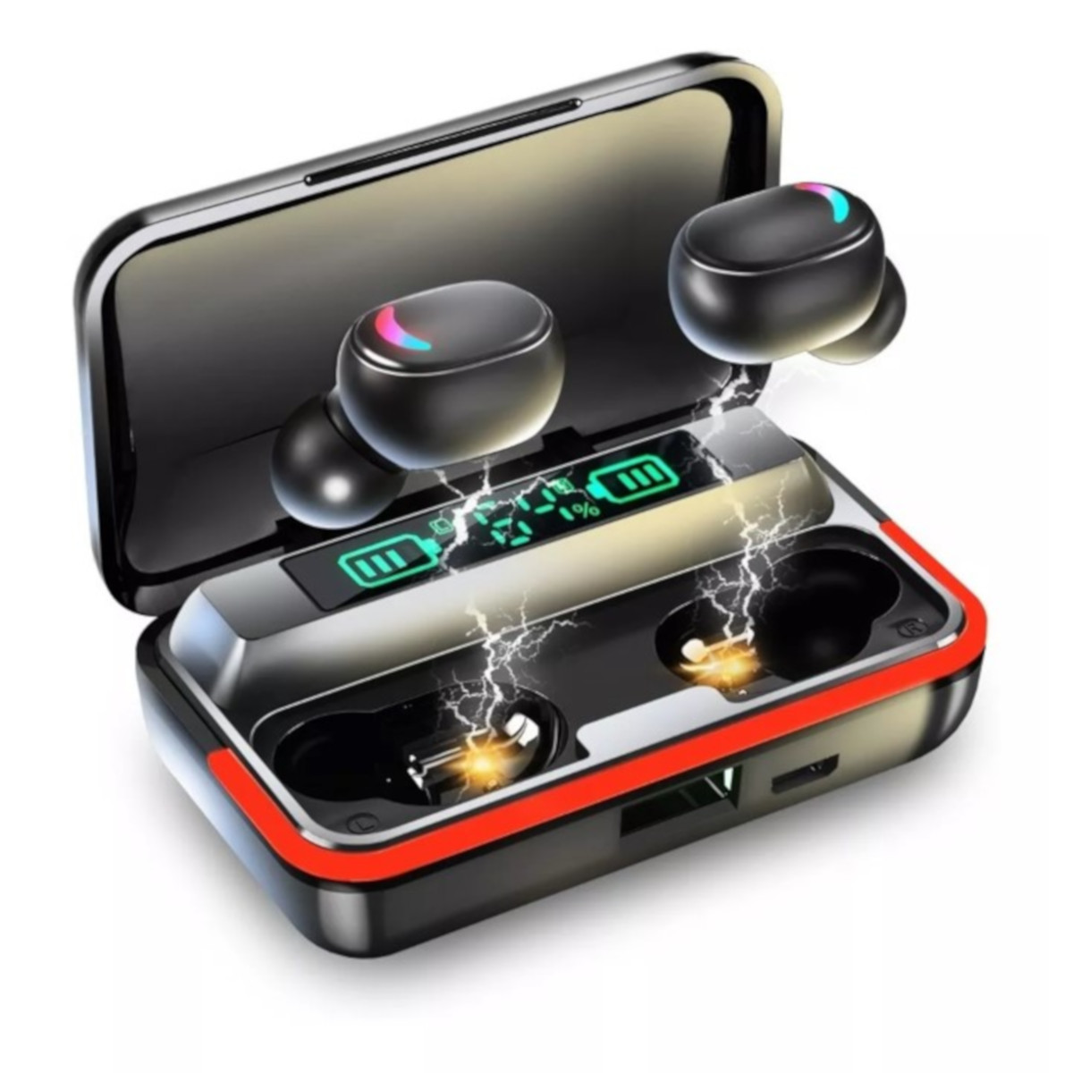 Audífonos In-ear Petukia Box E10 Con Microfono + Caja de Carga Negro