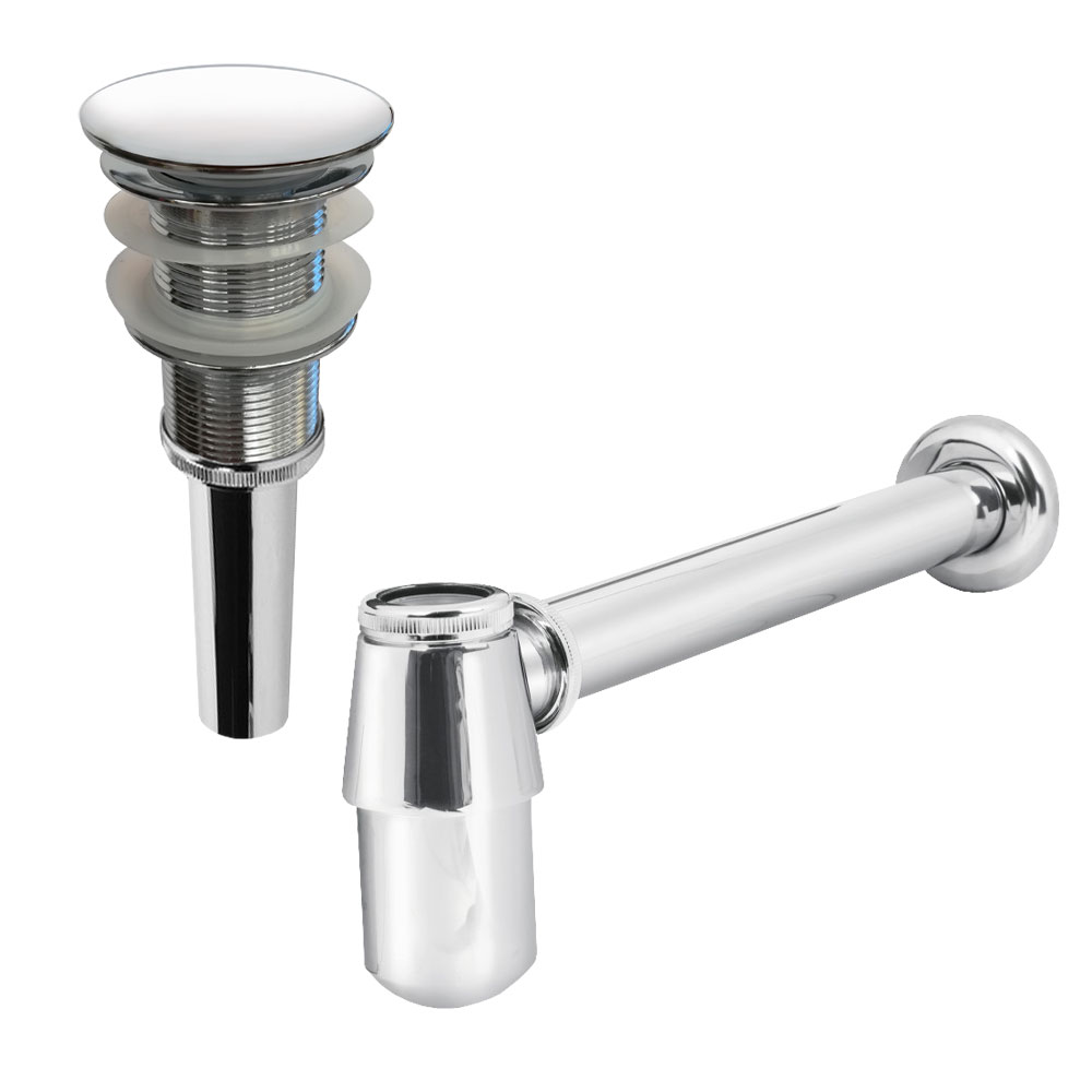 Contra Push Y Cespol Para Lavabo Metal Cromo