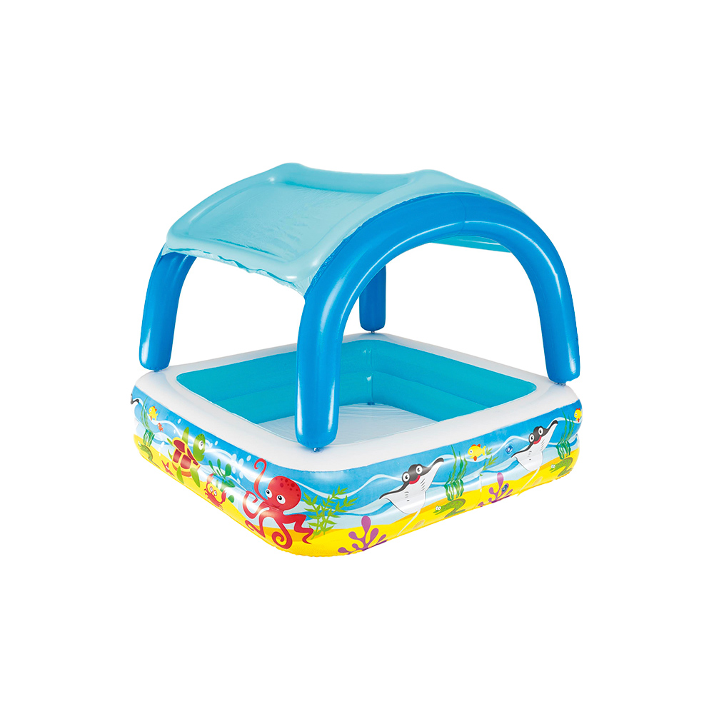 Alberca Inflable Techo Desmontable Cuadrada Diseño Marino Para Niños ...