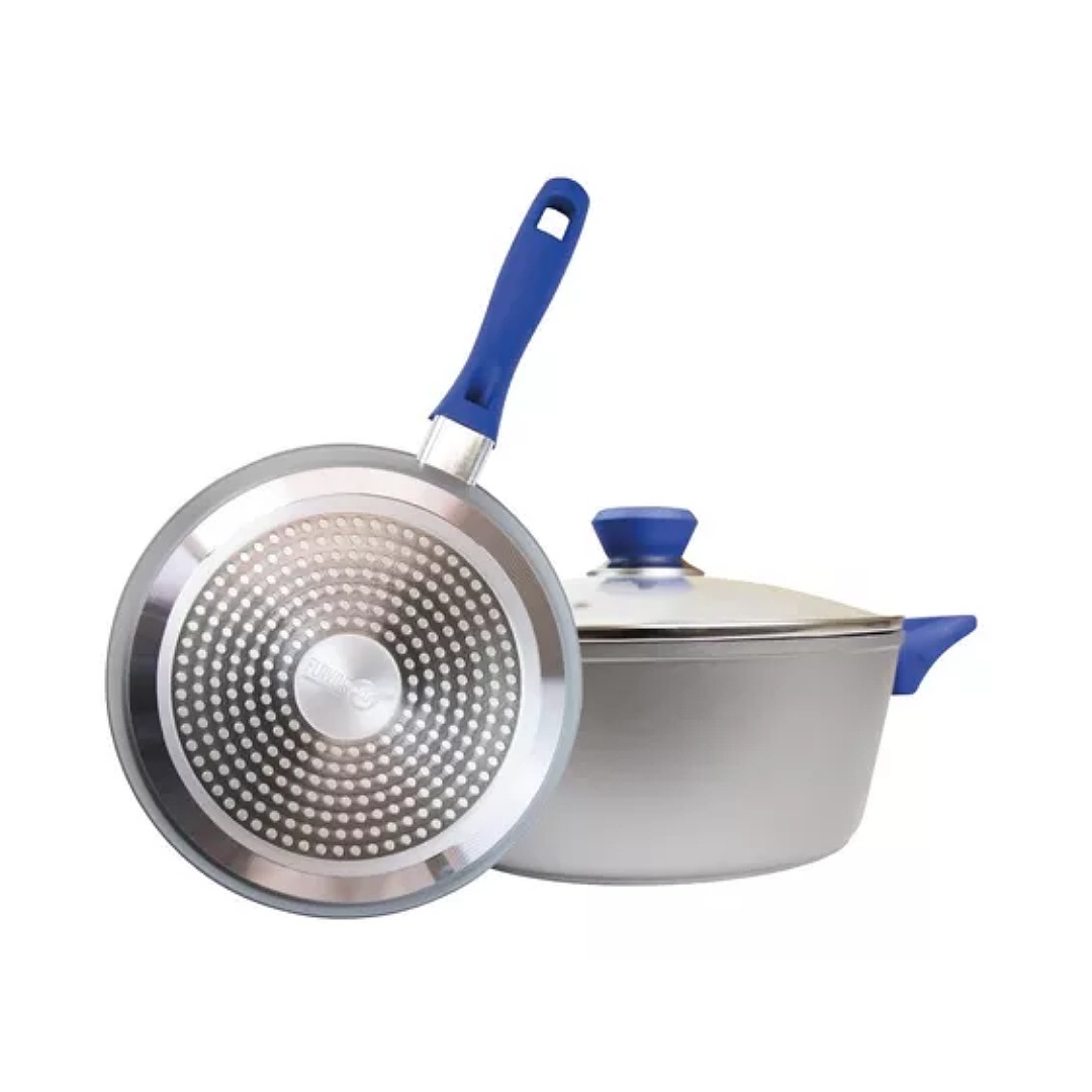 2 Sarténes De Zafiro Y 1tapa Flavor Pan Ideal Para Inducción