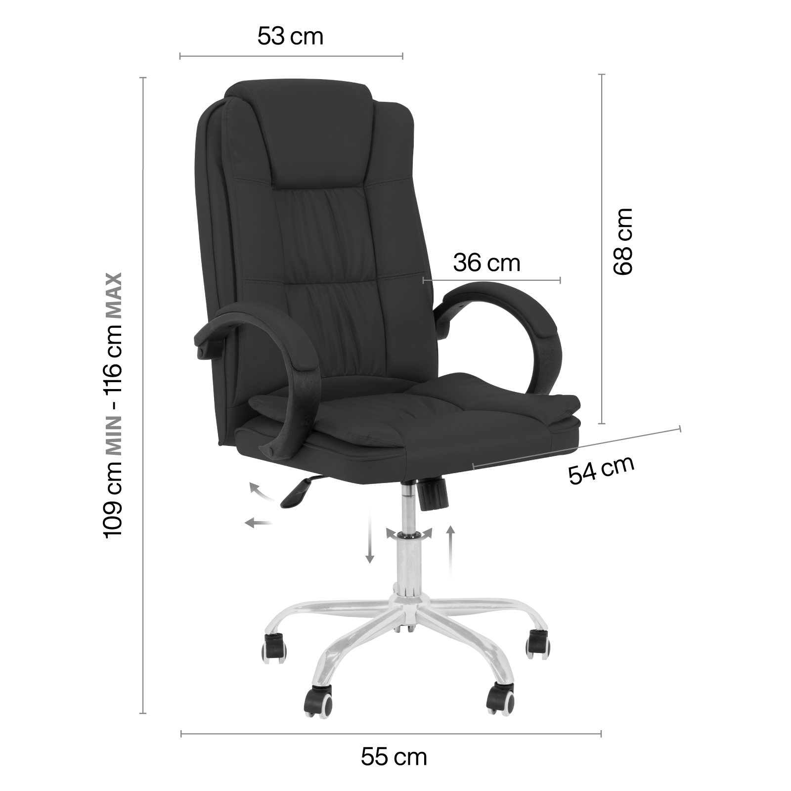 Sillon Ejecutivo de Oficina con Respaldo Alto, Cubierta de Tela Tipo ...