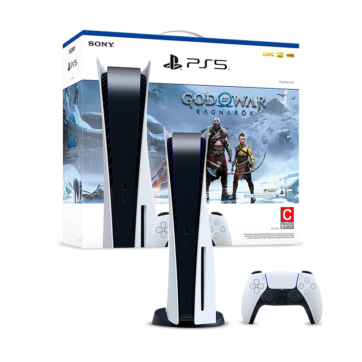 Consola Playstation 5 Edicion Digital God of War Ragnarok Bundle 825GB SSD UHD 4K White USA