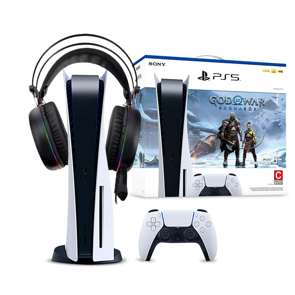 Consola Playstation 5 Edicion Digital God of War Ragnarok Bundle 825GB SSD UHD 4K White USA ...