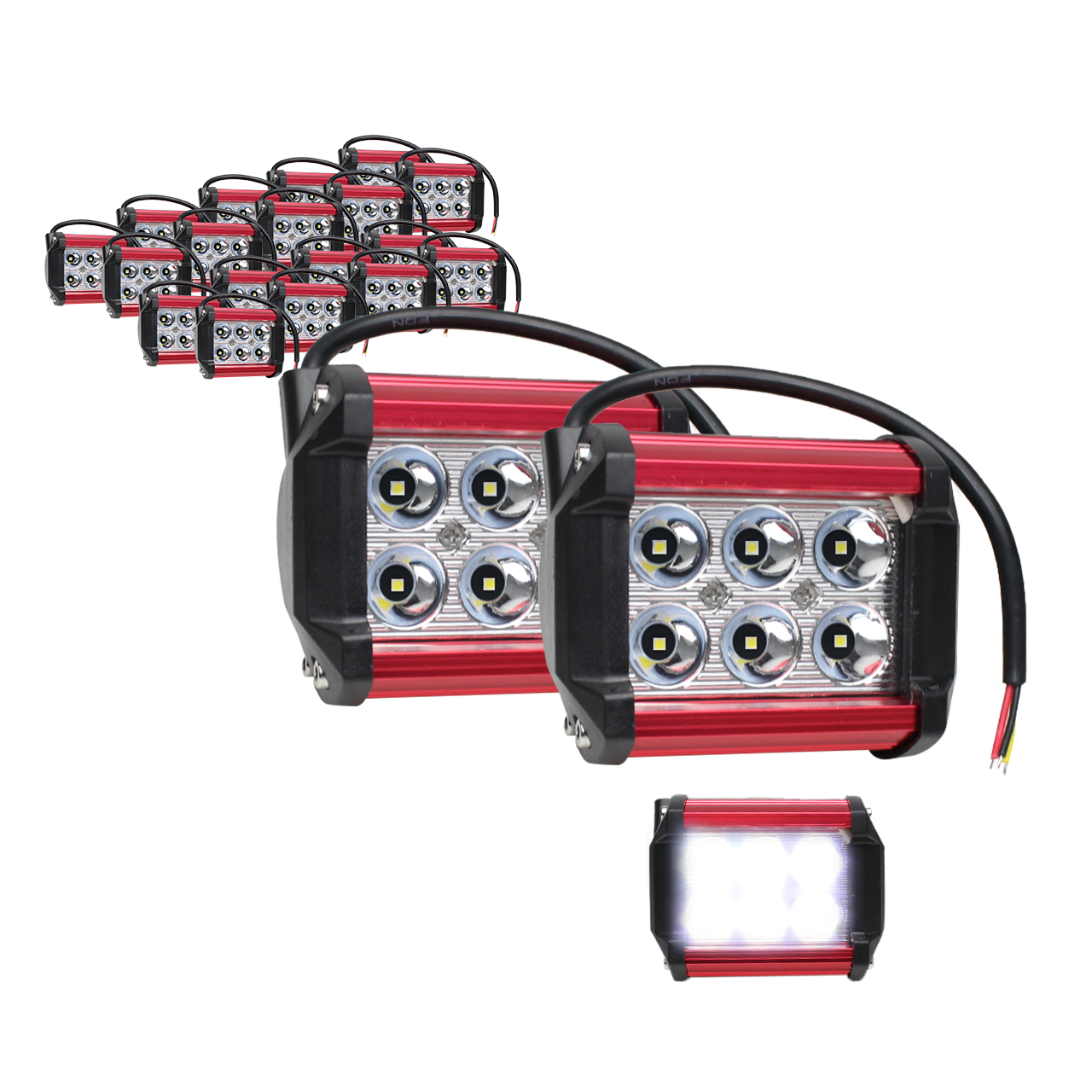 10 Par Faros Barra 6 Led Auxiliar Dually Moto Auto 4x4 Jeep