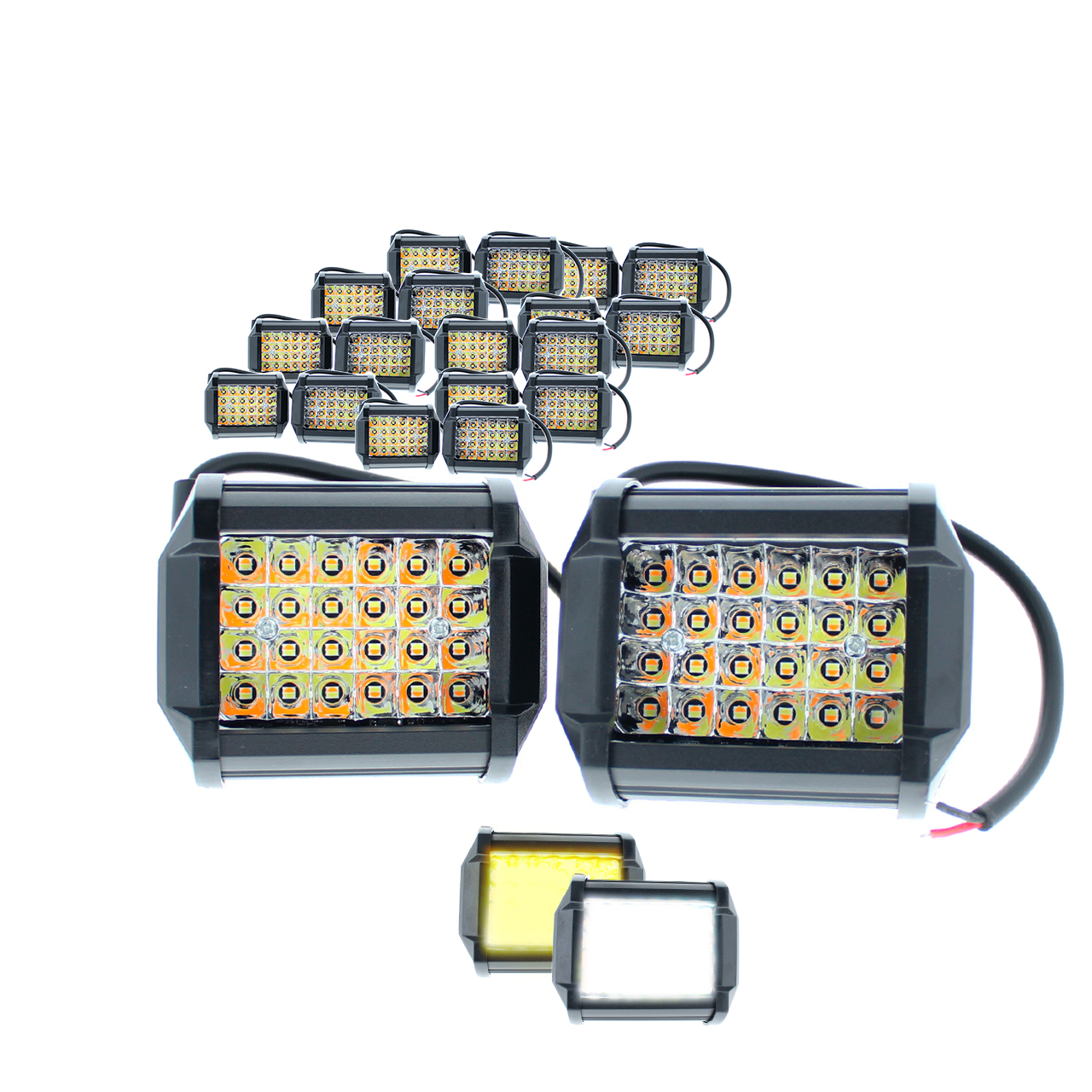 10 Par Faros 12 Led Dually Slim Bicolor Blanco Ambar Estrobo