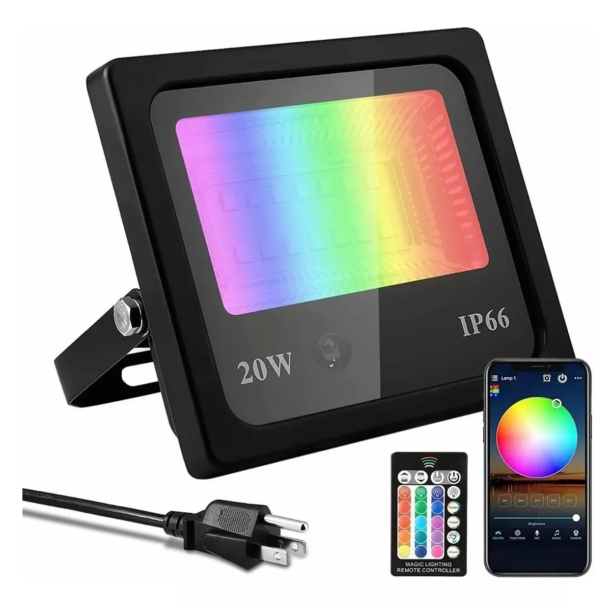 Reflectores Led Lámpara Solar Jardín Control Remoto