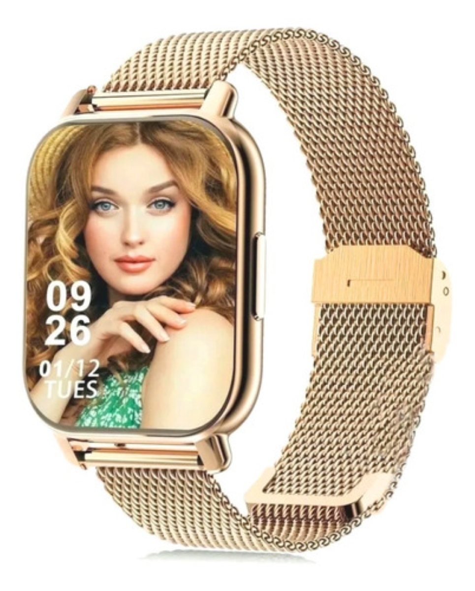 Reloj Inteligente Impermeable Smartwatch de 1.85 Para Dama color Oro