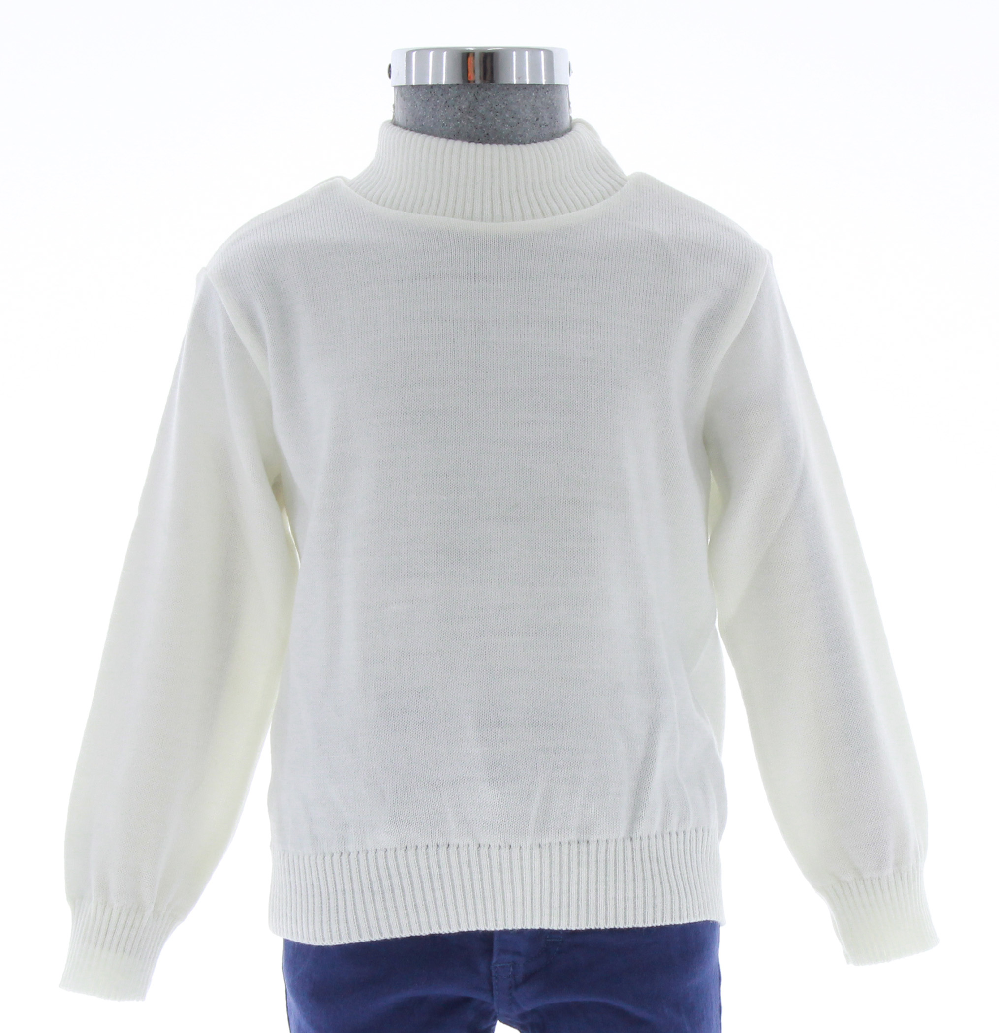 Sueter Ligero Niño o Niña Color Blanco Cuello Alto 3455 2 a 16 Años.
