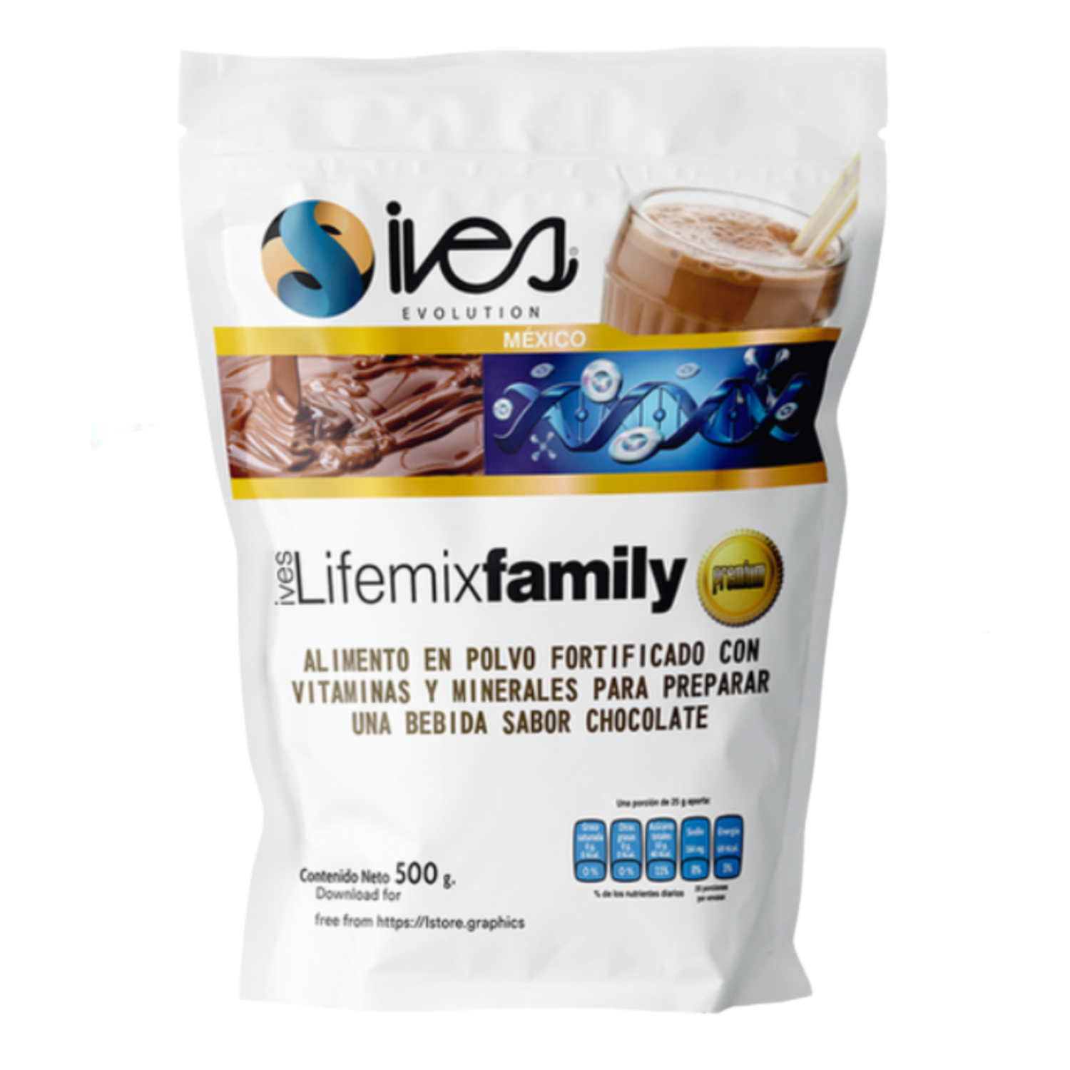 Proteína de suero de leche soya Life Mix Family Cocoa Ives Mexico 20 U