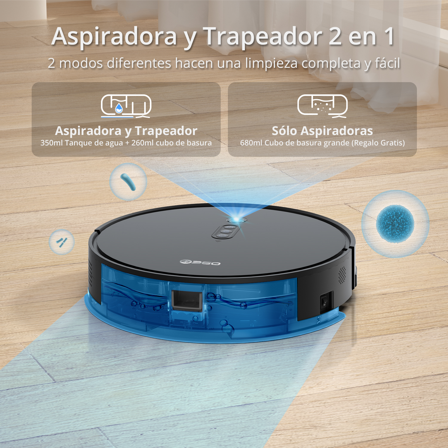 Robot Aspiradora Inteligente P7 | Aspira y Trapea con Autocarga.
