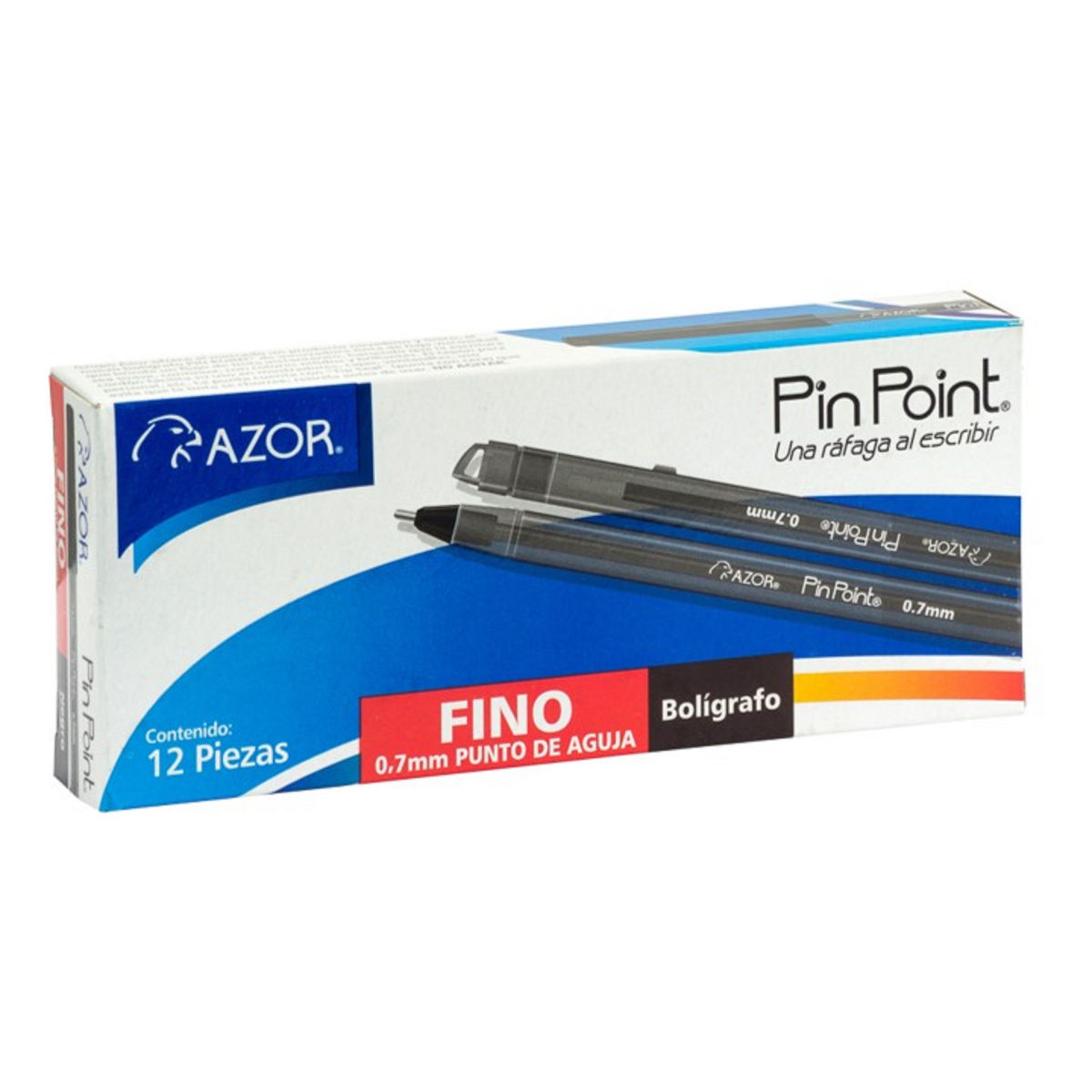 Bolígrafos Azor Punto Fino Color Negro 12 Piezas