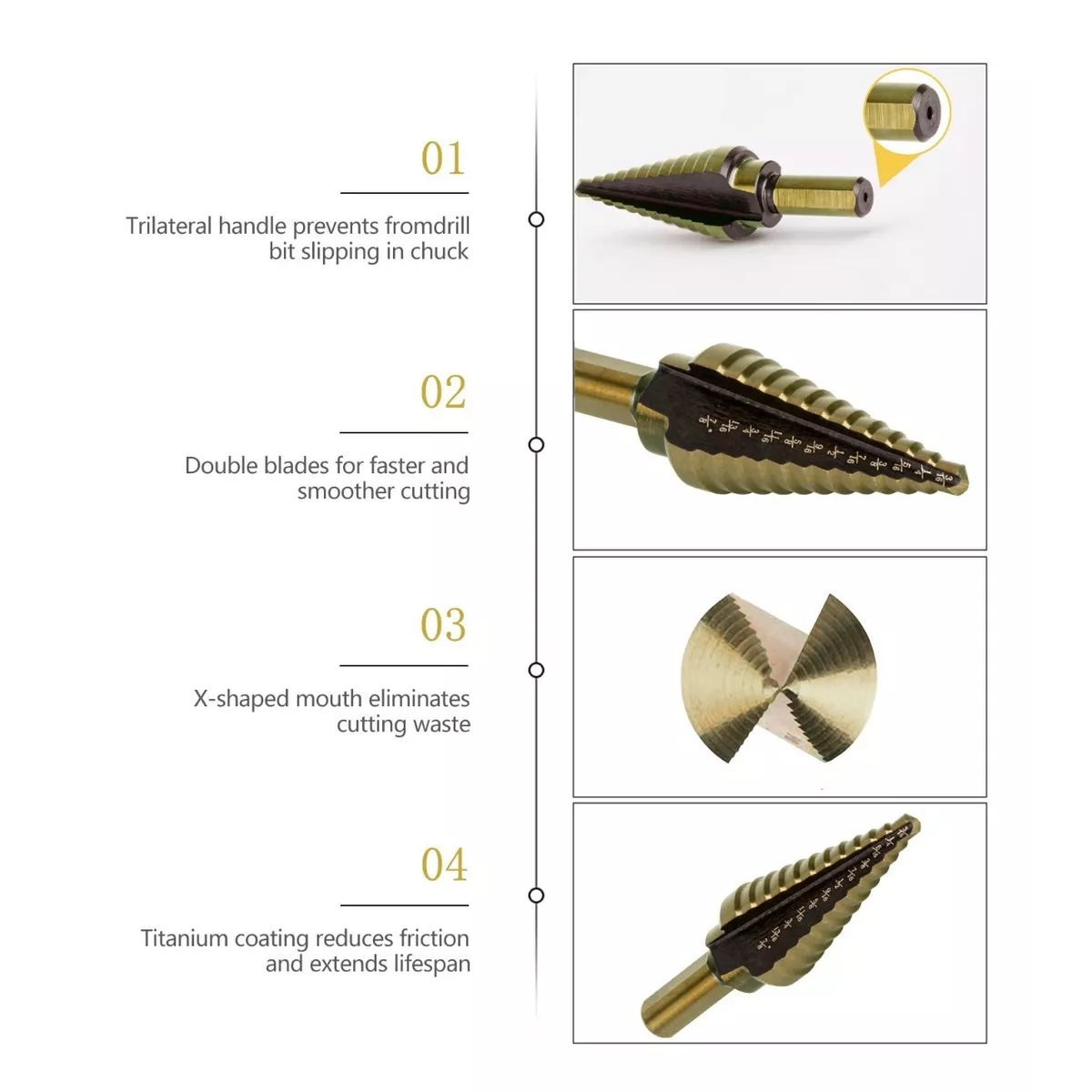 Kit Broca Escalonada De Acero Rápido 6 Uds. Y Estuche De Aluminio