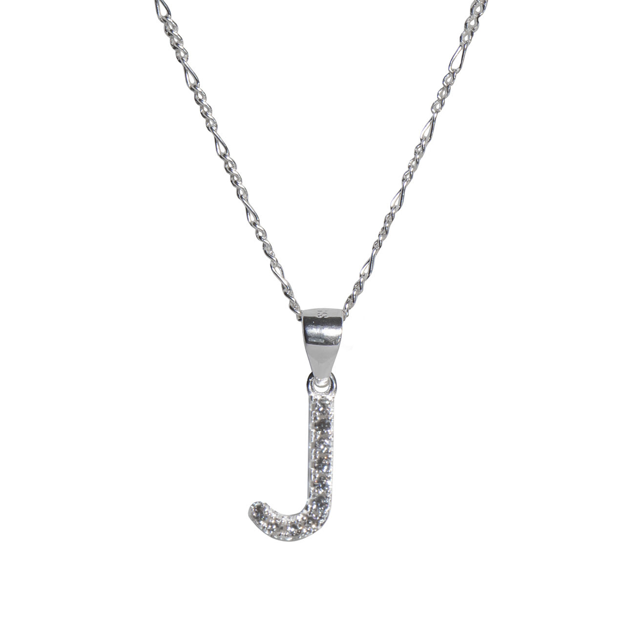 Dije letra J abecedario plata 925 + cadena plata 925 inicial