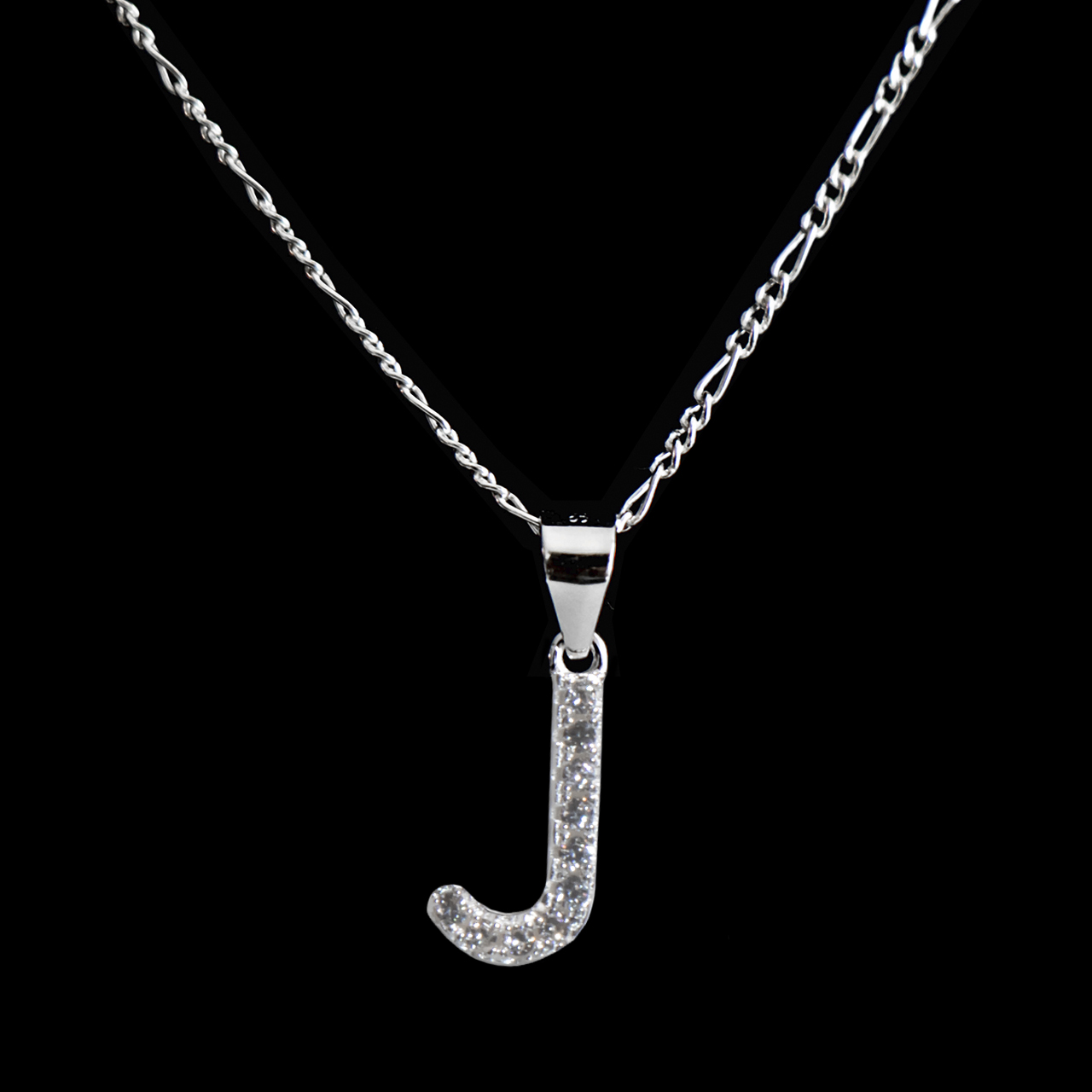 Dije letra J abecedario plata 925 + cadena plata 925 inicial