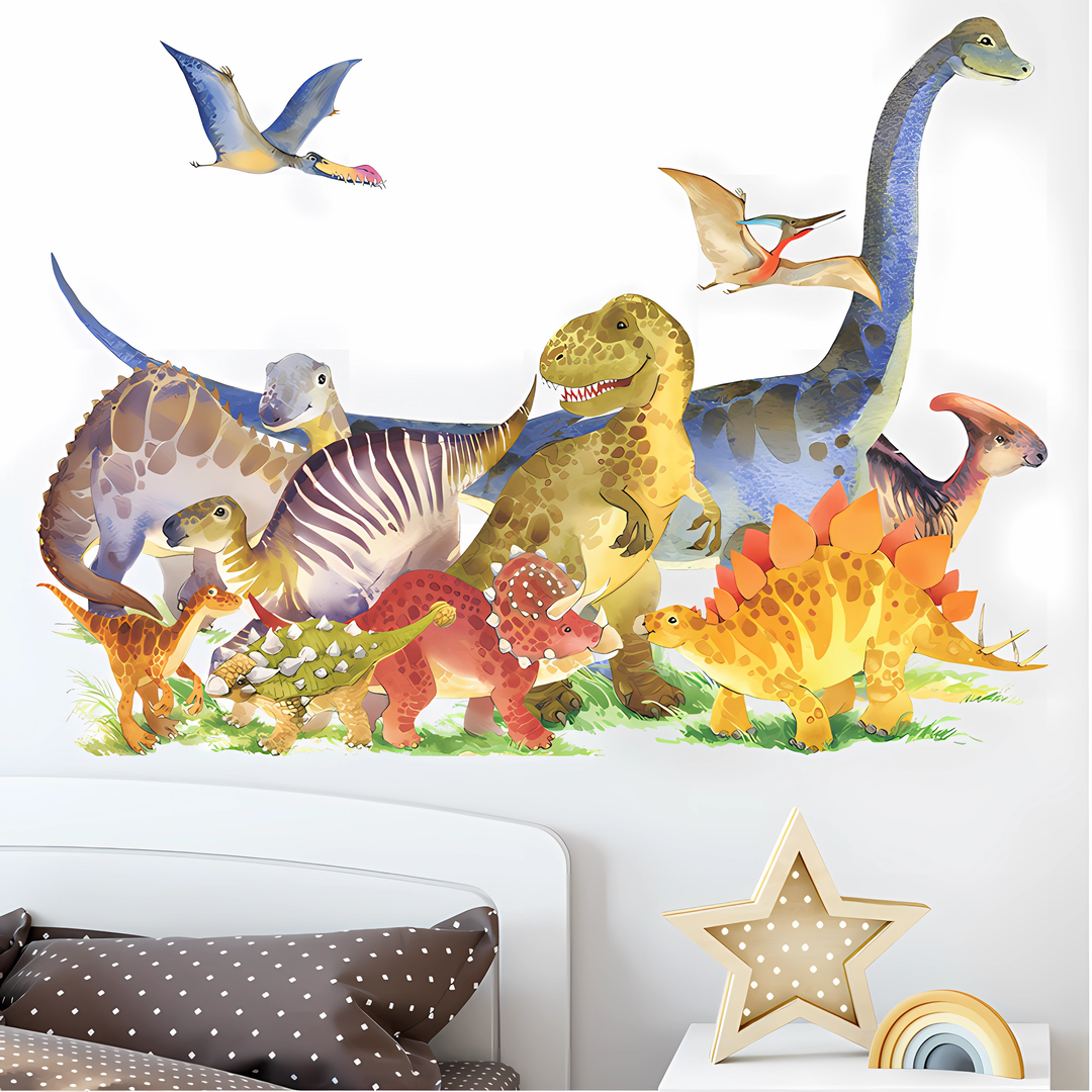 Vinil Decorativo Dinosaurio Carnívoro Paisaje Ventana Niños