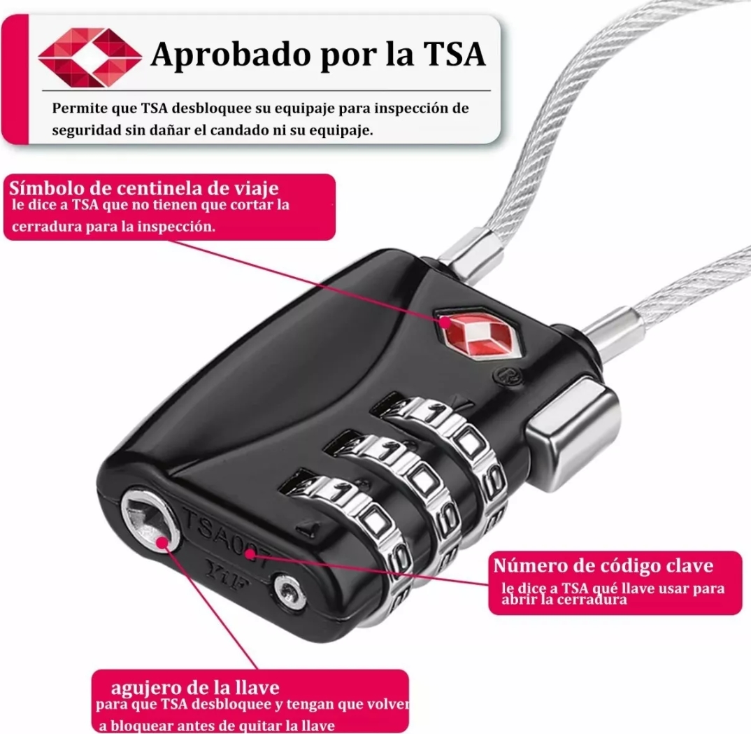 2 Pzs Candados De Combinación Para Equipaje Aprobados Tsa