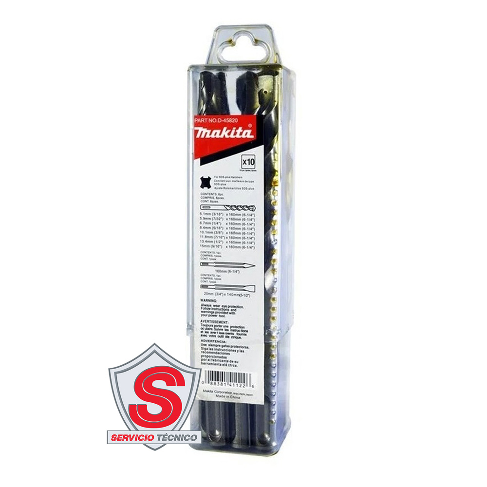 Jgo Brocas Y Cinceles Sds-plus D-45820 Makita Original 10pzs