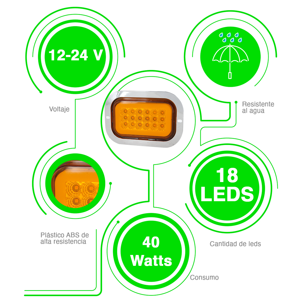 10 Plafon Rectangular 18 Led Arillo Gel Bisel Cromado