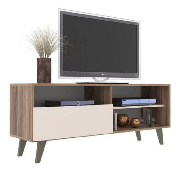 Rack Mueble Tv 55 Modelo Brasil Color Nogal Minimalista