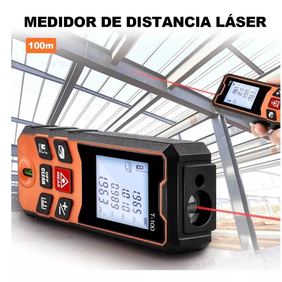 Telemetro Medidor Laser Distanciometro 100m Naranja