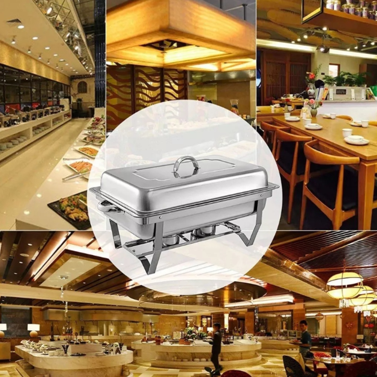 Chafer buffet banquete rectangular Acero Inoxidable Tercio