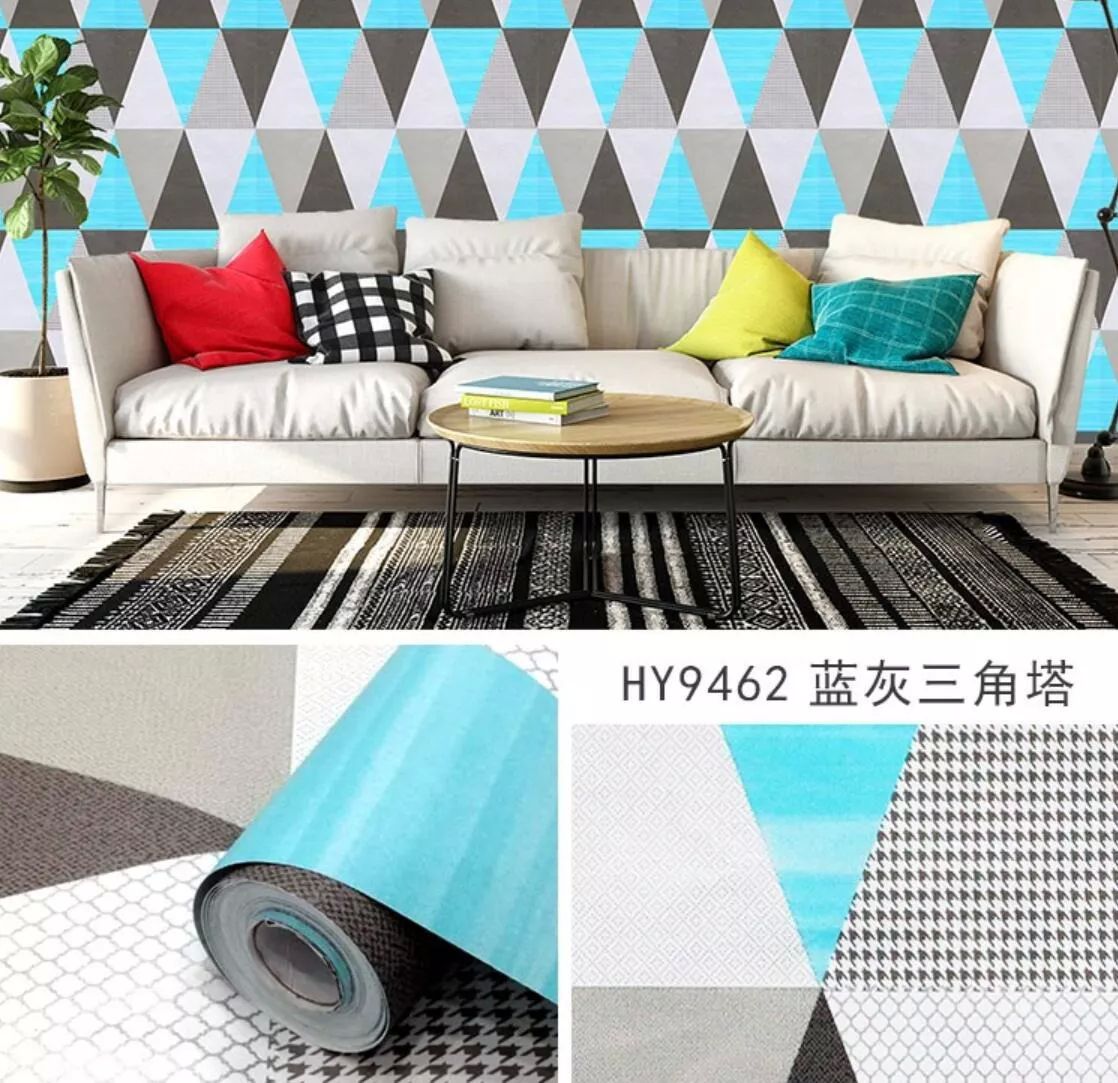 Papel Tapiz Adherible 10m X 45cm Rombos Clasicos Azul Tp26