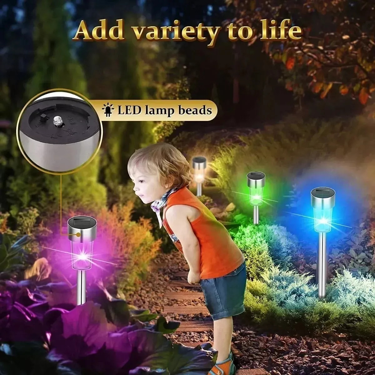 Set Lampara Led Solar Exterior Jardín,luz De Color,ip65,10 Pcs