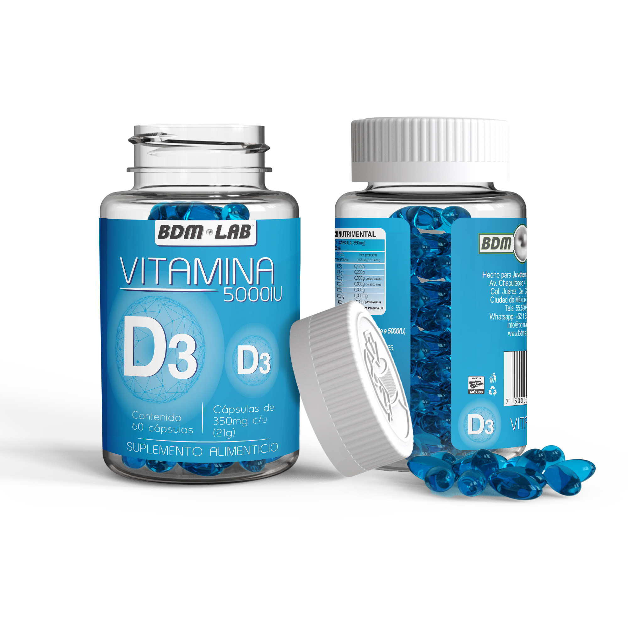 Duo Pack VITAMINA D3 60 cápsulas c/u BDM-LAB