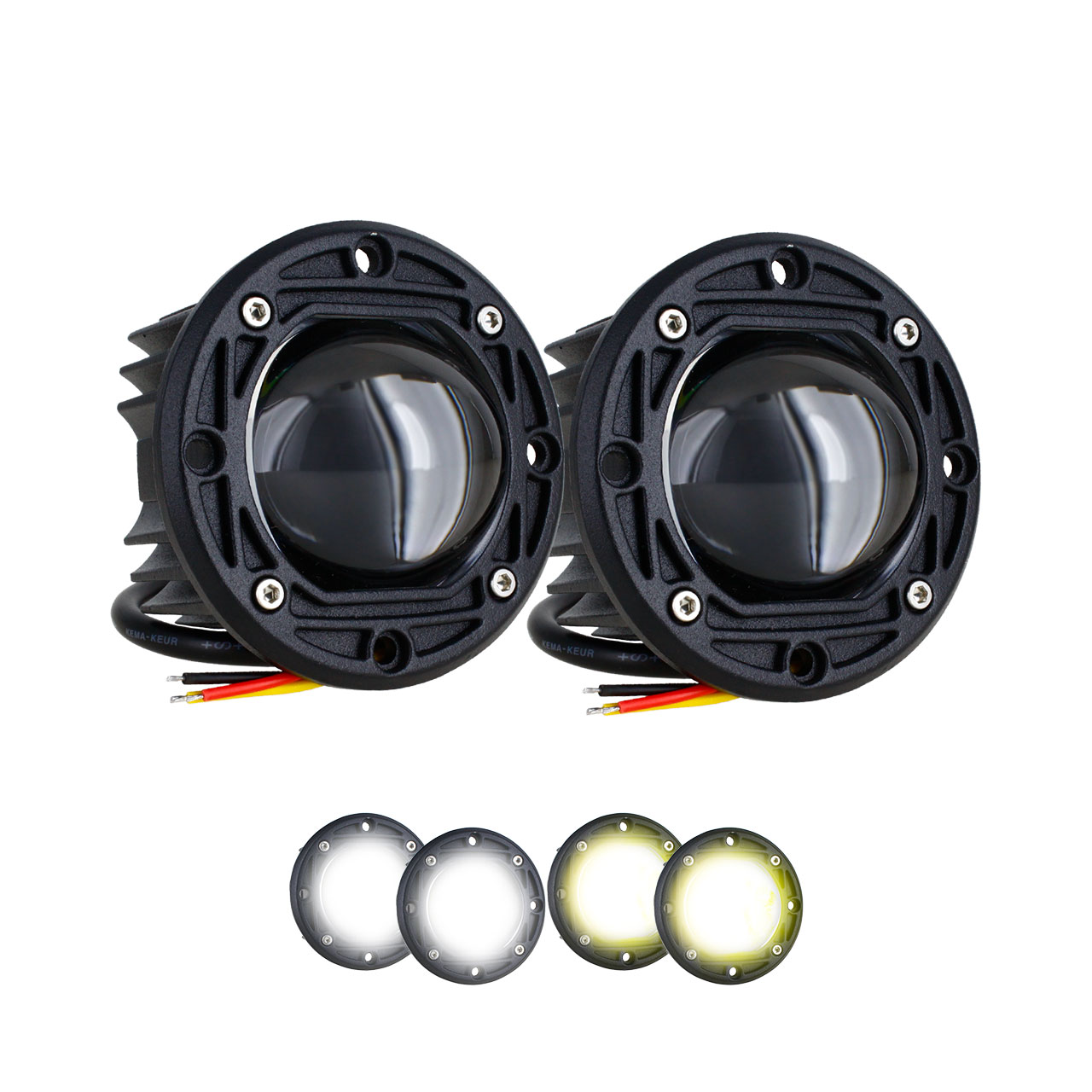 Par Faro Hiper Led Lupa Proyector Empotrable Bicolor 4x4